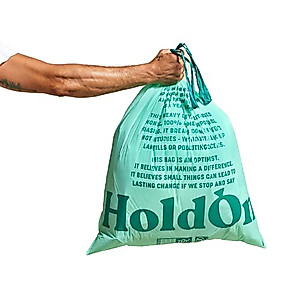 HoldOn Large Trash Bags 13 Gallon – Plant-Based Garbage Bags with Drawstring Handles for Tall Trash Bins – Trash Bags for Kitchen Bin (40 bags)