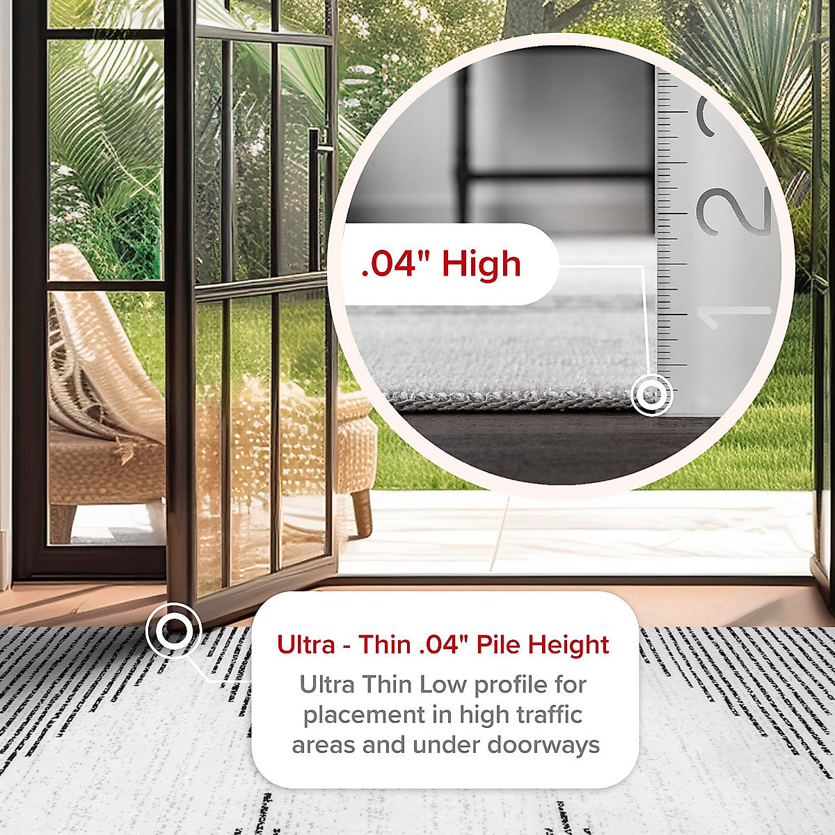 nuLOOM Romina Machine Washable Diamond Stripes Ultra Thin Area Rug, 8 x 10, White