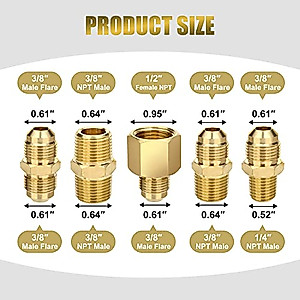 12 Feet High Pressure Braided Propane Hose Extension with Conversion Coupling 3/8" Flare to 1/2" Female NPT, 1/4" Male NPT, 3/8" Male NPT, 3/8" Male Flare, Propane Gas Line for BBQ Grill, Fire Pit