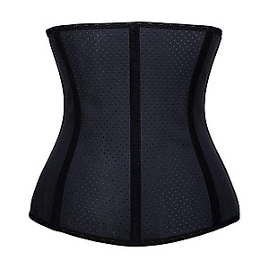 YIANNA Breathable Waist Trainer for Women Underbust Latex Sport Girdle Corsets Cincher Hourglass Body Shaper, (Black, 3XL)