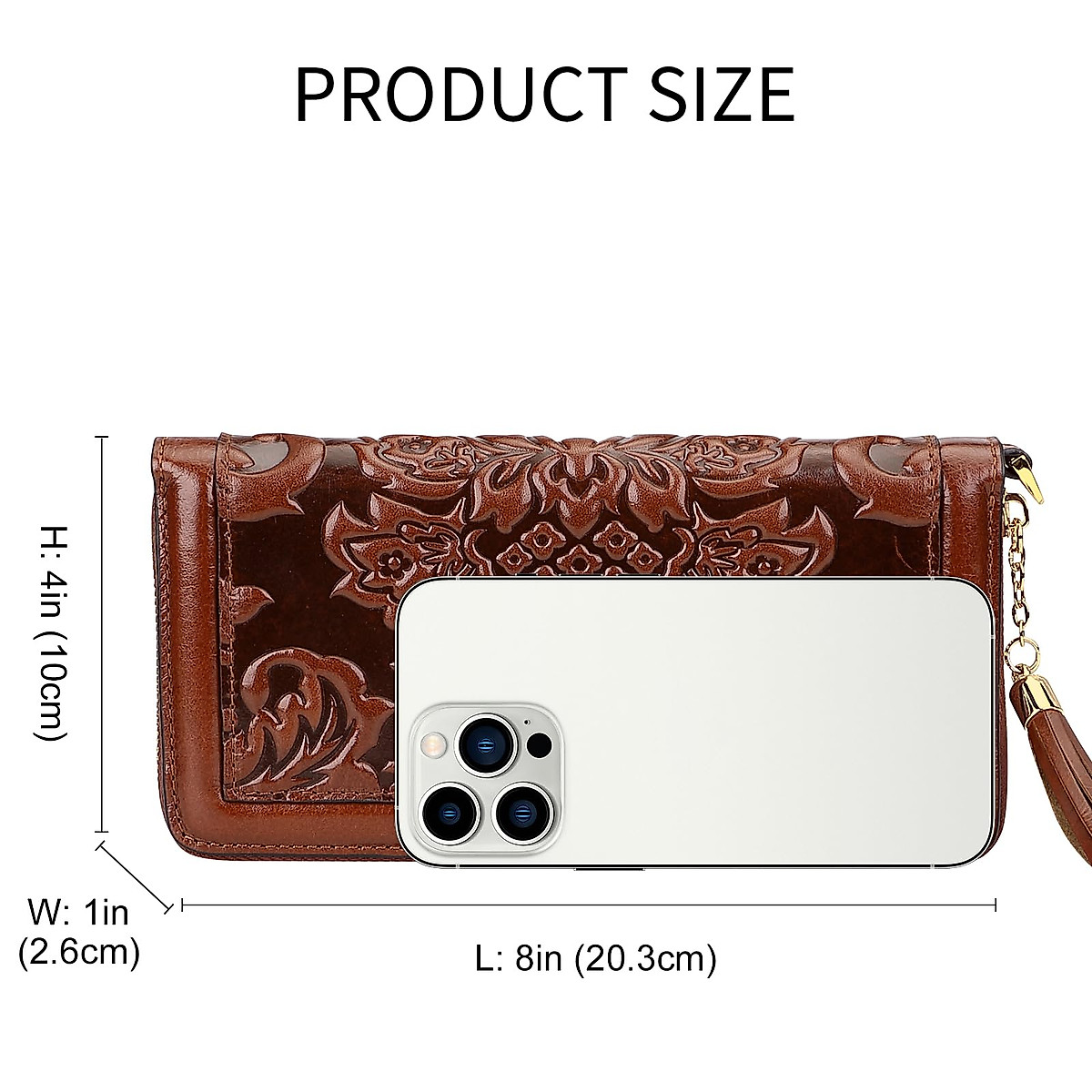 PIJUSHI Leather Wallets For Women Floral Wristlet Wallet Card Holder Purse (91853 Brown)