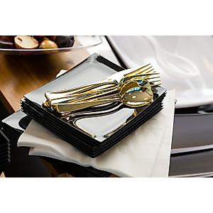 Plastic Cutlery Silverware Extra Heavyweight Disposable Flatware, Full Size Plastic Spoons Like Gold 24 Pack