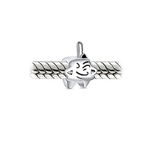 Cartoon Winking Tooth Fairy Dentist Charm Bead For Women For Teen Oxidized .925 Sterling Silver Fits European Bracelet