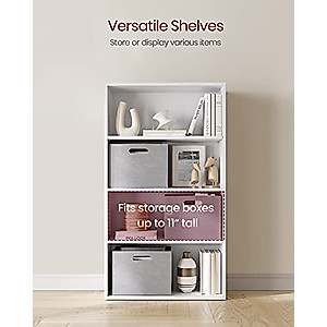 VASAGLE Bookshelf, 4-Tier Open Bookcase with Adjustable Storage Shelves, Floor Standing Unit, White ULBC164T14