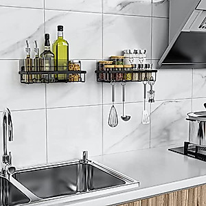 4 Pack Shower Caddy Basket Shelf with Soap Holder, No Drilling Traceless Adhesive Shower Wall Shelves, Rustproof Black Bathroom Shower Storage Organizer (Matte Black)