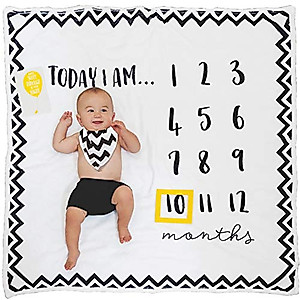 LooliBird Baby Monthly Milestone Blanket - 8 Milestone Cards Number Frame in a Gift Box - Fleece Baby Month Blanket for Baby Pictures - Baby Milestone Blanket Girl or Boy