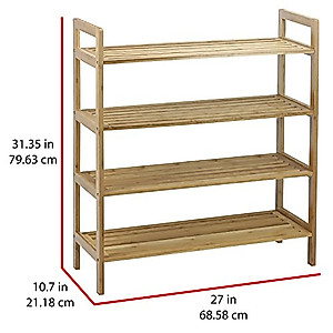 Oceanstar 4-Tier Bamboo, Natural Shoe Rack, Medium