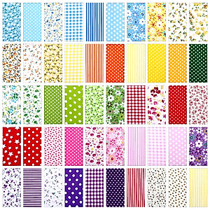 Boyiee 50 Pcs 10 x 10 Inch Cotton Fabric Squares Flower Fabric Quilting Squares Flower Pattern Sewing Fabric Precut Fabric Bundles for Quilting Sewing Project DIY Patchwork Crafts