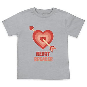Wild and Happy Heart with Arrow Shirt for Toddler Boys in Grey 4T