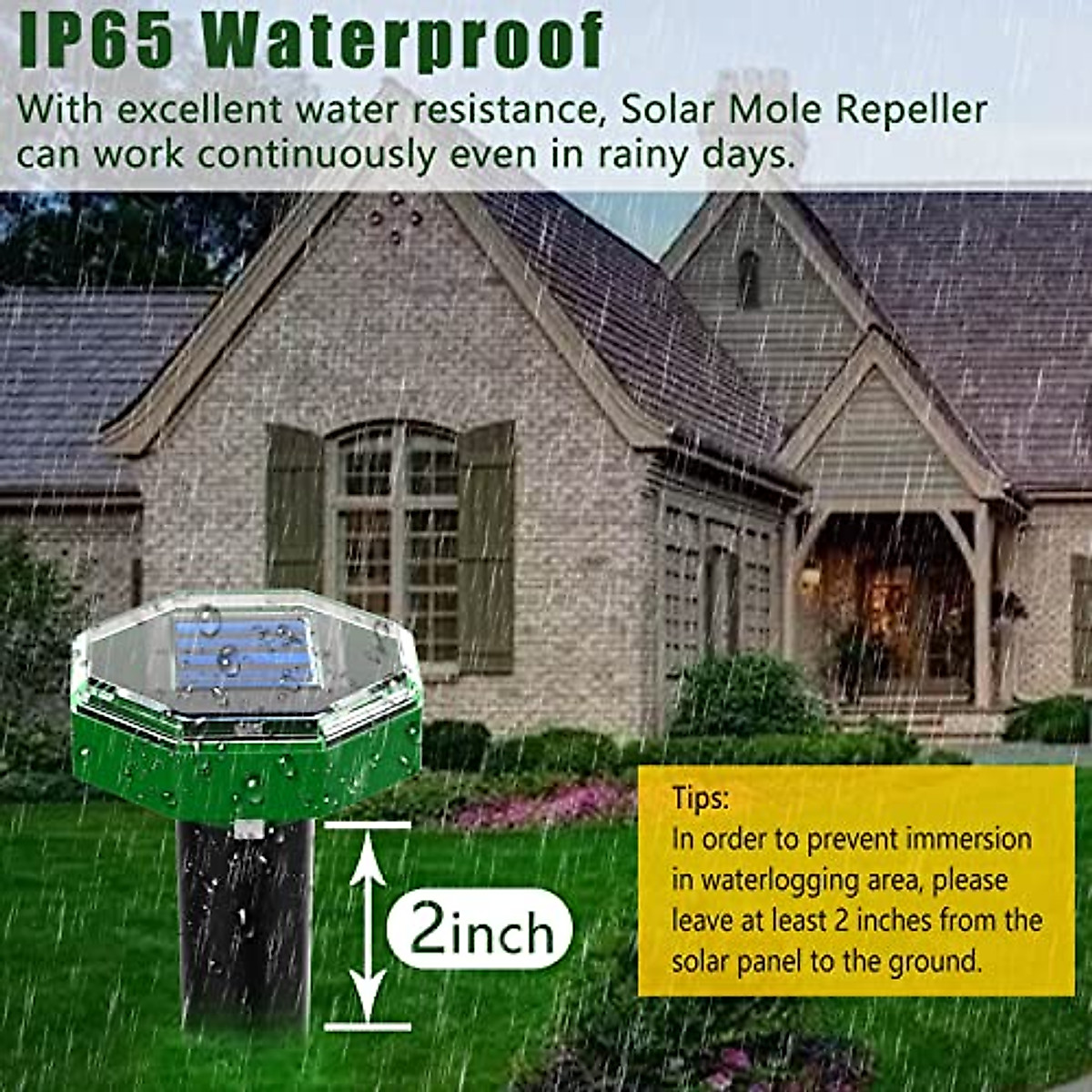 Solar Mole Repellent 12 Pack,Gopher Repellent Ultrasonic Waterproof for Outdoor Garden Lawn Yard Get Rid of Gophers, Moles, Groundhogs，Voles