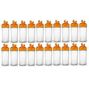 Nakpunar 20 pcs, 8 fl oz Clear Plastic Spice Jars with Black Cap and Sifter Shaker Orifice Disc PET, BPA Free, Made in USA