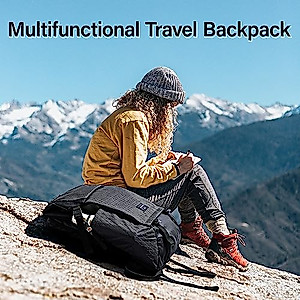 Hanke multifunctional carry on travel backpack Fits 15.6 inch latpot，Lightweight hiking backpack for women & men，Waterproof Friendly Durable Rucksack Weekender Bag Daypack.(Graphite Black)