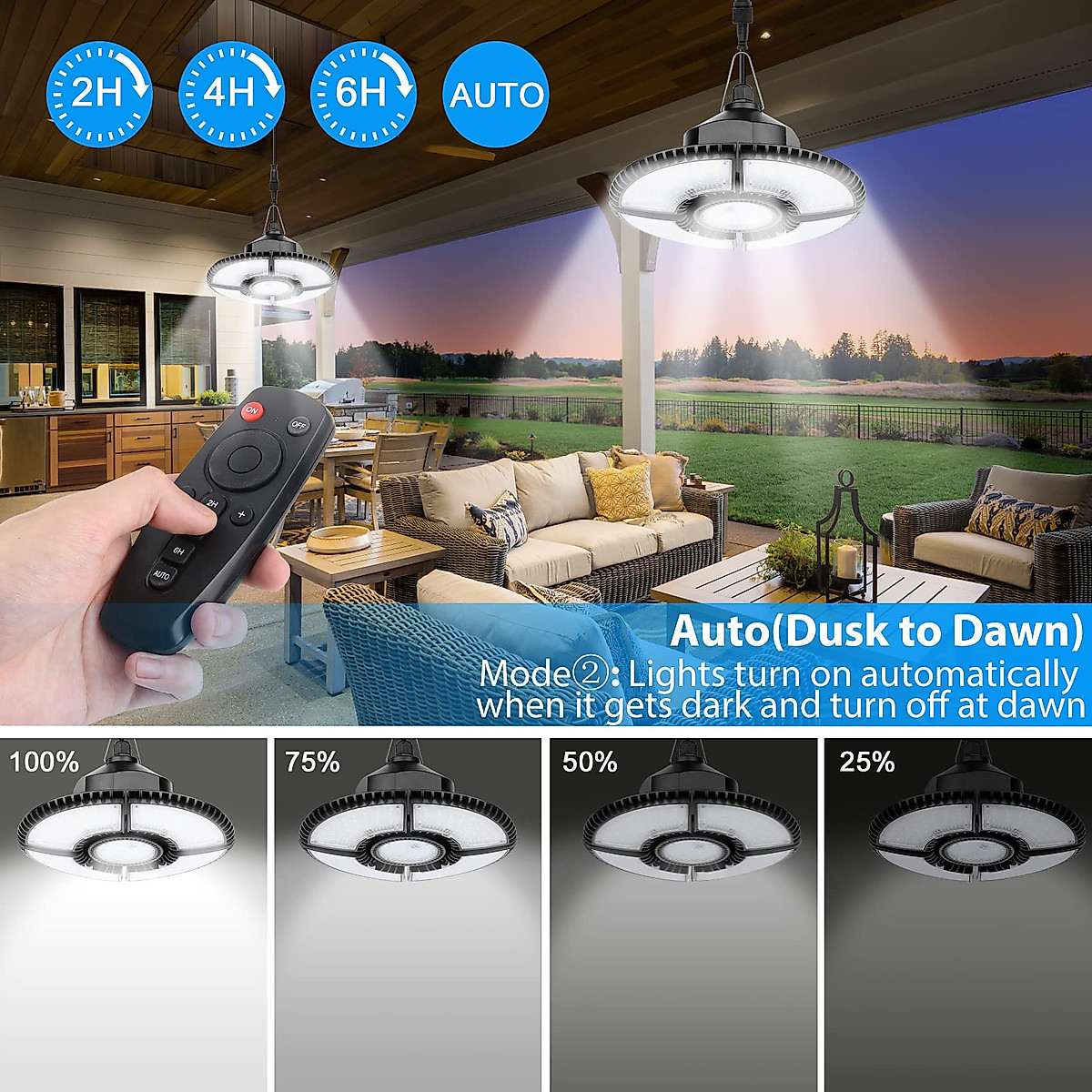 Webcem Solar Shed Light Outdoor Indoor, 136LED 1000LM Solar Pendant Light with Remote Control, IP65 Waterproof, 4+1 Leaves 90°Adjustable Solar Powered Shed Light for Yard Garage Gazebo Porch