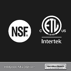 Hamilton Beach Commercial MixStation Drink Mixer, 1/3 HP Brushless Induction Motor, Single Speed, Easy to Clean, NSF Certified HMD880