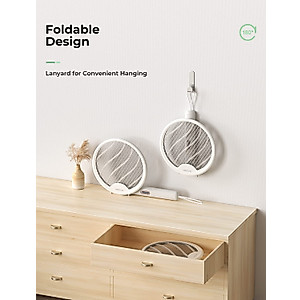 YISSVIC Electric Fly Swatter 4000V Bug Zapper Fly Racket Dual Modes Foldable USB Rechargeable with Bright LED Lights R6 (ABS)