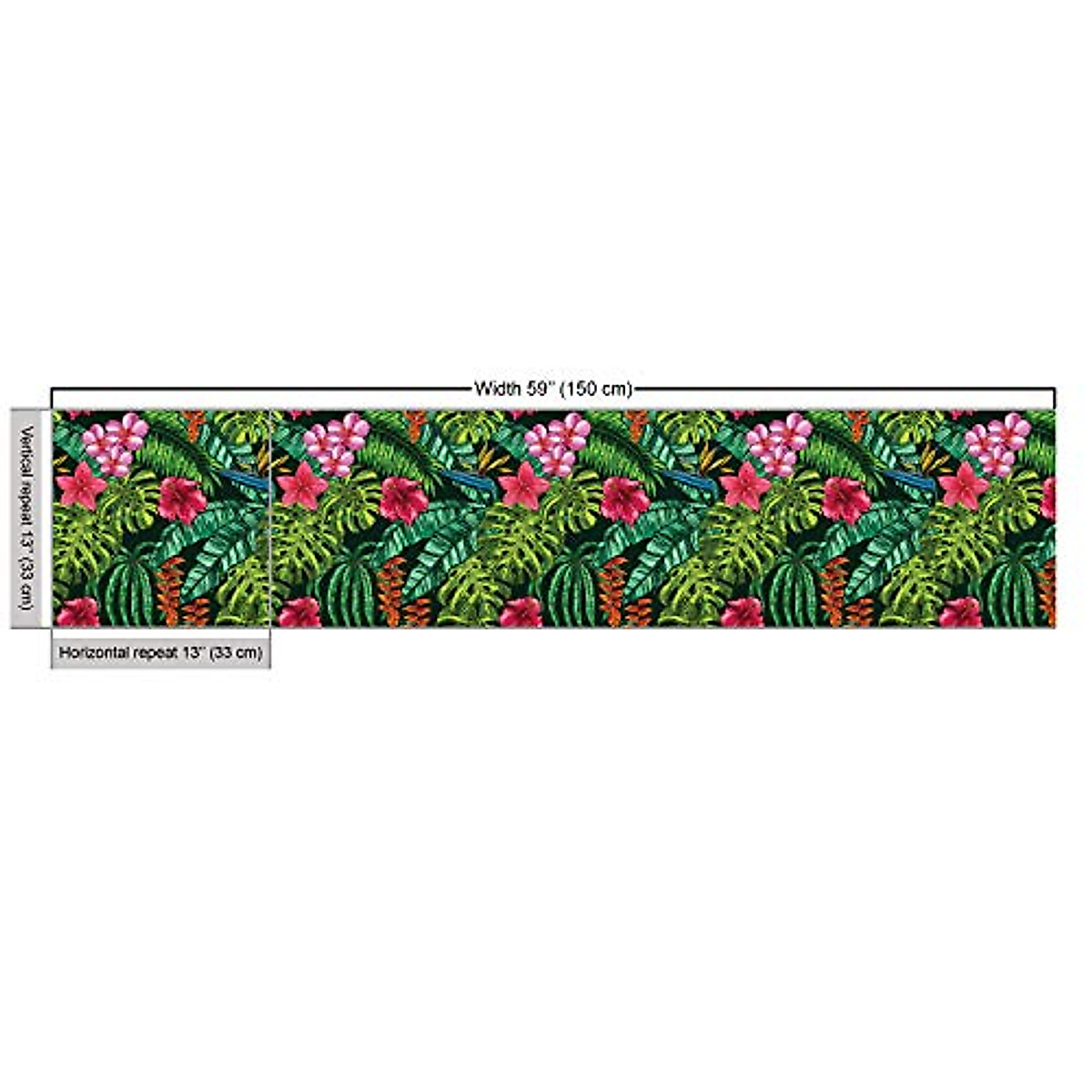 Ambesonne Exotic Fabric by The Yard, Hibiscus Plumeria Palm Leaves Monstera Tropic Amazonian Plants, Decorative Fabric for Upholstery and Home Accents, 1 Yard, Green Pink