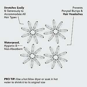 Kitsch Mini Spiral Hair ties, Coil Hair Ties, Phone Cord Hair Ties, Hair Coils - 8 Pcs, Transparent