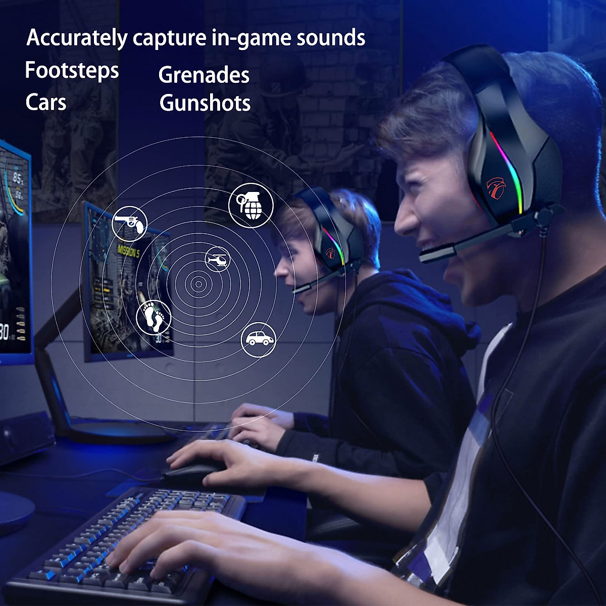 Gaming Headset, Wired Over-Ear Headphone with Noise Canceling Microphone,Stereo Bass Surround Sound, Perfect for PC PS4 PS5 Xbox One Controller