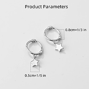 Mini Star Dangle Sterling Silver Small Hoop Earrings for Women TCartilage Sleeper Hoops Cute Jewelry
