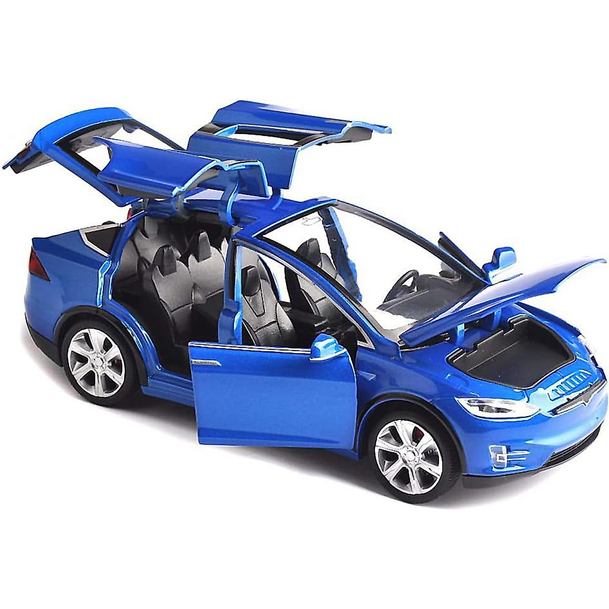 ANTSIR Car Model X 1:32 Scale Alloy diecast Pull Back Electronic Toys with Lights and Music,Mini Vehicles Toys for Kids Gift (Blue)