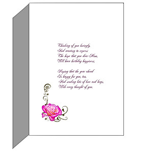 CafePress 90Th Birthday Card For Mom, Elegant Rose Greeting Folded Greeting Card Glossy