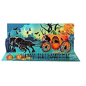 Up With Paper Pop-Up Panoramics Sound Greeting Card - Pumpkin Carriage, multi colored
