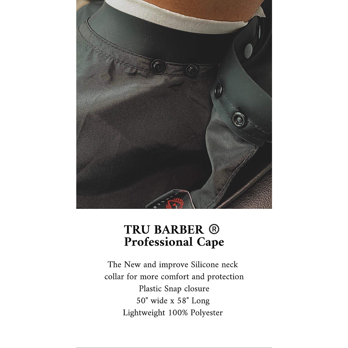 TRU BARBER Silicone neck cape, Professional Cape with Snap Closure Hair Salon Cutting Cape, Barber Cape, Barbershop cape, 50" x 58” (Blak/Red)