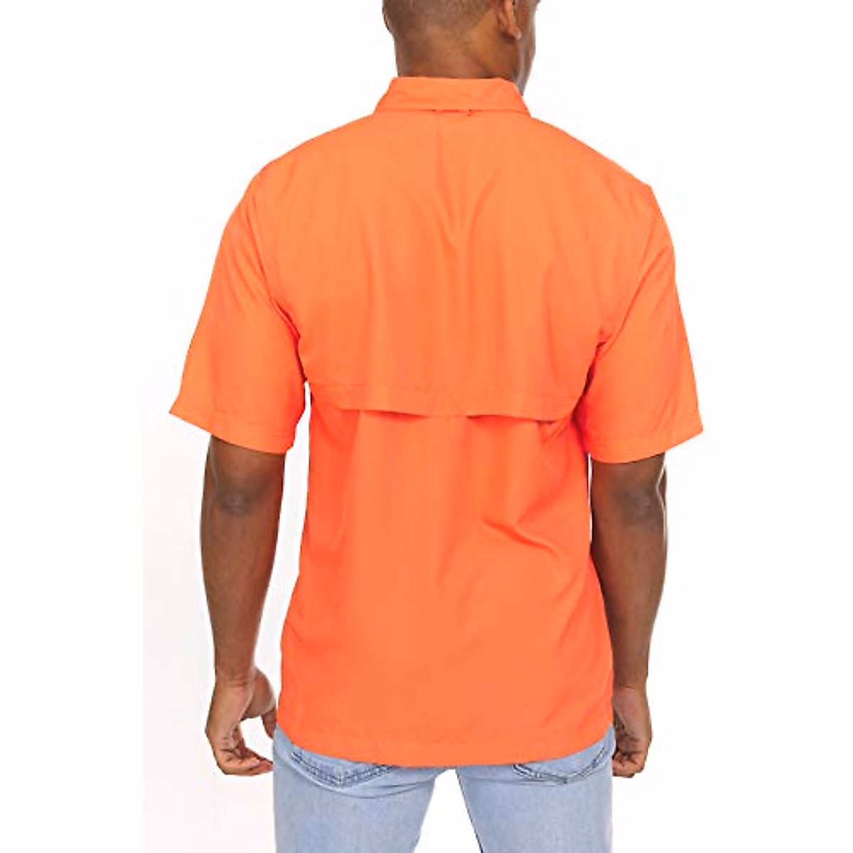 Swiss Alps Mens Short Sleeve Lightweight Breathable Outdoor Fishing Shirt BRIT-Coral Small