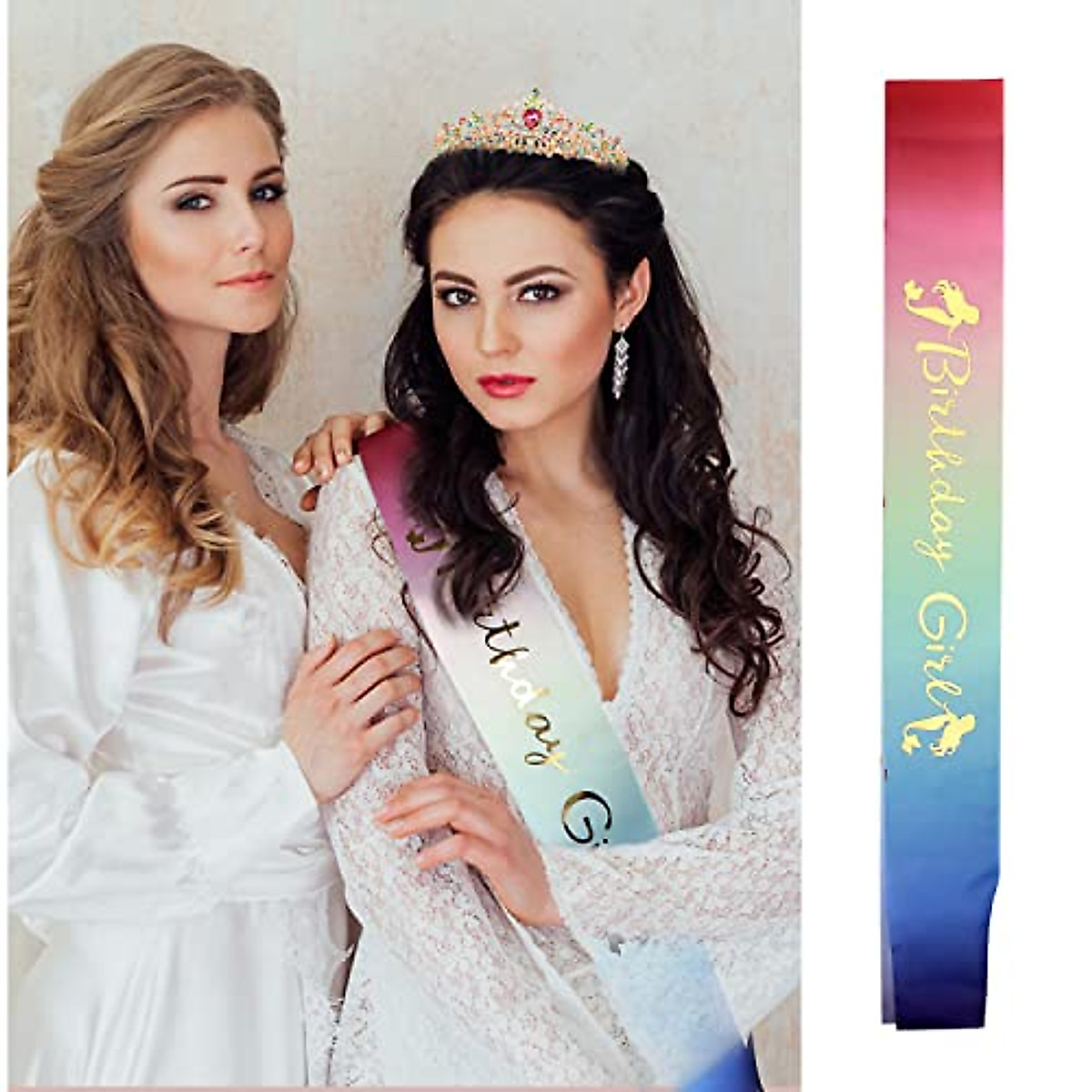 VELSCRUN Birthday Girl Crown, Birthday Sash for Girls, Tiaras for Girls, Princess Crown Tiara for Girls, Metal, Happy Birthday Accessories Tiara Headband for Girls, Party Favors