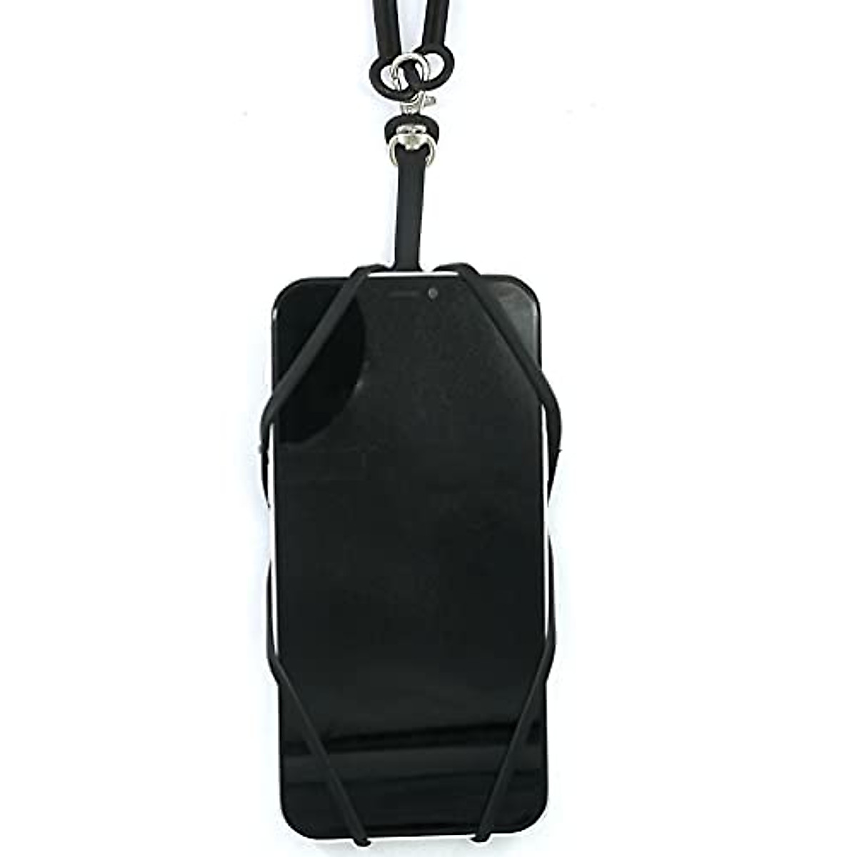 CalorMixs Silicone Phone Card Holder Sleeves with Wrist Strap,Stretchy Credit Phone Case Holder for Back of Phone,Universal Cell Phone Pocket Neck Lanyard for Phone Android Smartphone (Black+White)