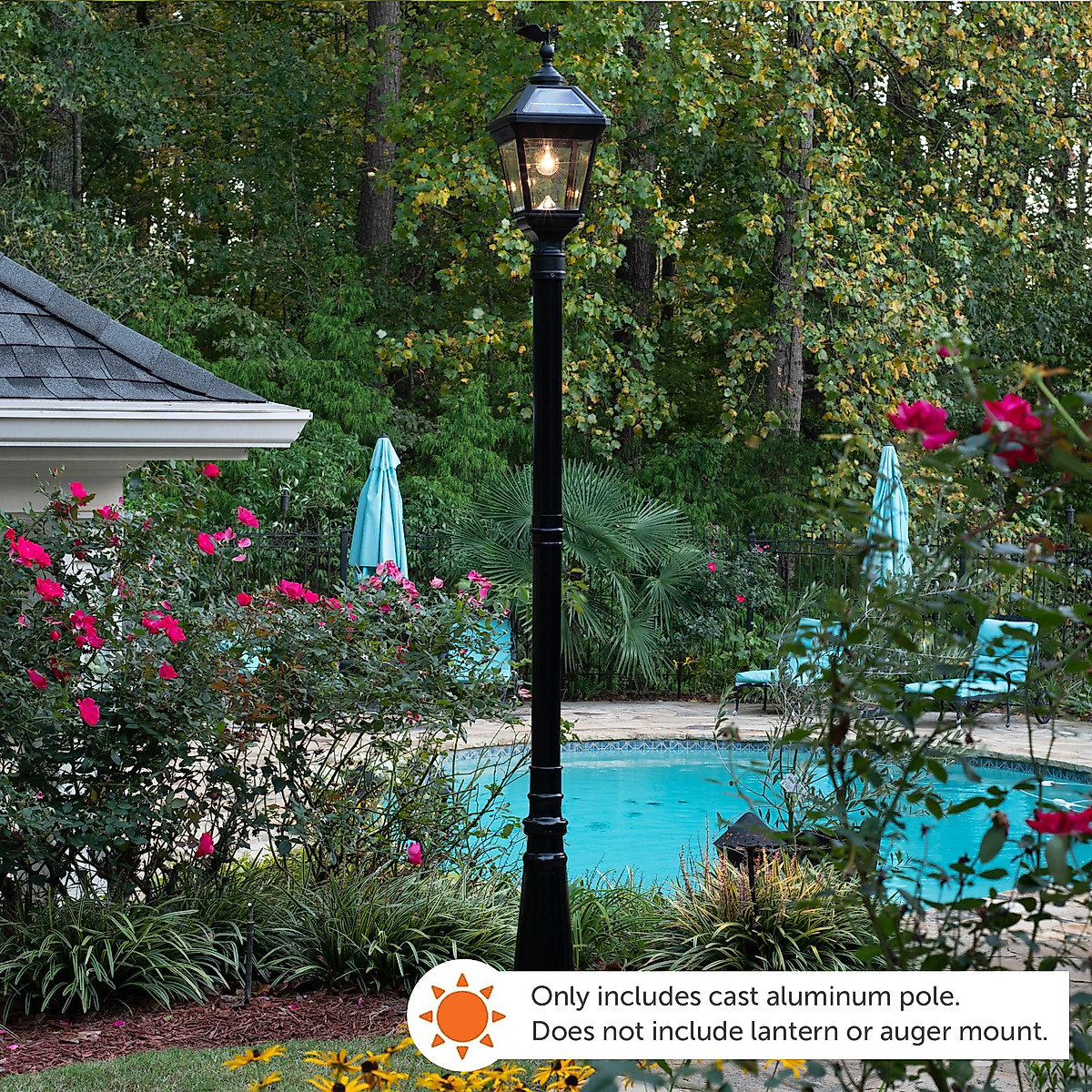 Gama Sonic Imperial Lamp Post for Outdoor Solar Post Light with 3" Fitter Mount, 79" Tall, Black Heavy Duty Cast Aluminum, Universal Fit 3inch Pole - GS-97SP (97SP0)