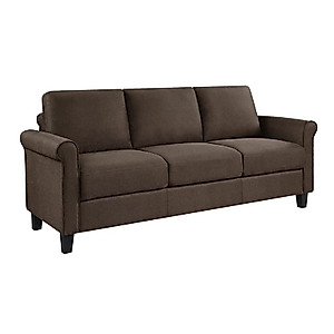 Lexicon Kenmare Fabric Upholstered Sofa with roll arms in Chocolate Color