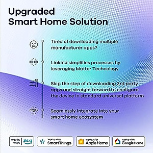 Linkind Matter WiFi Smart Light Bulbs Work with Apple Home, Siri, Google Home, Alexa, SmartThings, RGBTW Color Changing Light Bulbs Music Sync, Mood Lighting, 2.4Ghz WiFi Only A19 E26 60W 800LM 3 Pack