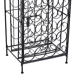 HOMCOM 35 Bottle Wrought Iron Wine Rack Jail with Lock - Black