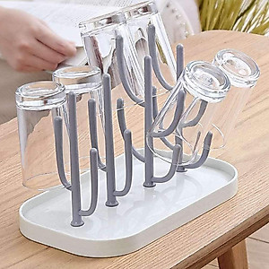 Baby Essentials,Bottle Drying Rack,Baby Bottle Drying Rack,Drying Rack for Kitchen Counter,Detachable Bottle Dryer Holder with Base.for Nipples,Cups,Pump Parts and Accessories(Gray)