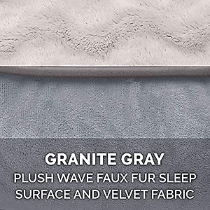 Furhaven XL Orthopedic Dog Bed Perfect Comfort Plush & Velvet Waves Sofa-Style w/ Removable Washable Cover - Granite Gray, Jumbo (X-Large)