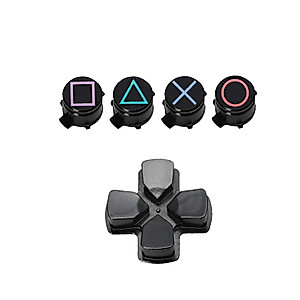 Yosikr Thumbsticks Joystick for Playstation 4 PS4 Controller with Cross Screwdriver + L2 R2 L1 R1 Trigger Replacement Parts + ABXY Bullet Buttons + D-pad + Small Spring (Balck)