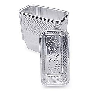 Fig & Leaf (60 Pack) Premium 2-LB Bread Loaf Baking Pans - 8.5" x 4.5" x 2.5" l Heavy Duty l Disposable Aluminum Foil Tins for Cakes Meatloaf Lasagna