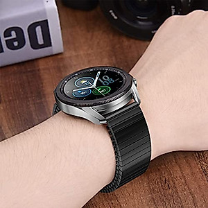 20mm Solo Loop Stainless Steel Metal Replacement Expansion watchband,Compatible Fossil Q Gazer, Huawei, Garmin Amazfit Ticwatch Ms/Men’s Sport Stretchable No Buckle Bands Strap (6.1‘’（15.5cm), Black)