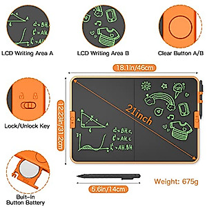 Wicue 21 inch Split Screen LCD Writing Tablet,Portable Erasable Electronic Magic Drawing Pads, Highlight Digital Paper Tablet, Large Doodle Board Gift for Business Office/Message Boards