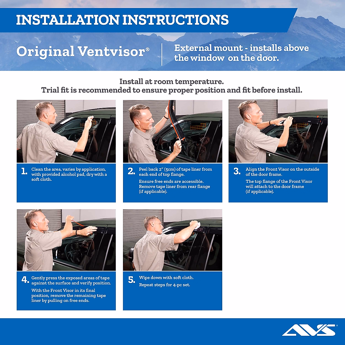 Auto Ventshade [AVS] Ventvisor / Rain Guards | Outside Mount, Smoke Color, 4 pc | 94084 | Fits 2009 - 2015 Honda Pilot