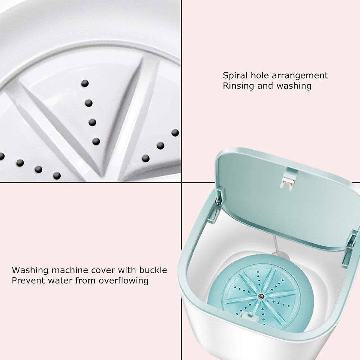 Portable Washing Machine, 3.8L Capacity Intelligent Underwear Washer USB Powered Desktop Electric Washer for Small Delicates Underwear Socks Baby Clothes