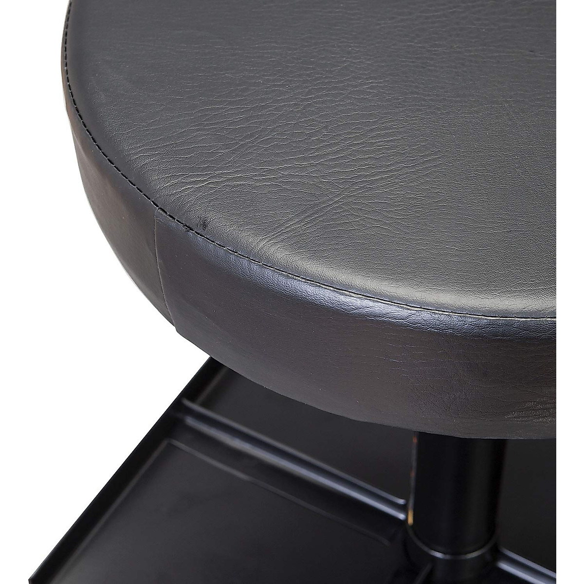 Torin ATR6350B Rolling Pneumatic Creeper Garage/Shop Seat: Padded Adjustable Mechanic Stool with Tool Tray Storage, Black