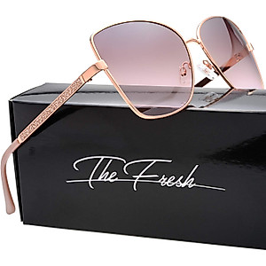 The Fresh Classic Crystal Elegant Women Beauty Design Sunglasses Gift Box (L173-Rose Gold, Brown/Pink)