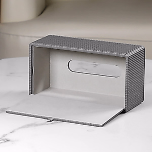 Cretkhp PU Leather Tissue Box Cover with Magnetic Closure, Modern Rectangular Tissue Box Holder Decorative Organizer for Bathroom Vanity Countertop, Night Stands Bedroom Office Desk