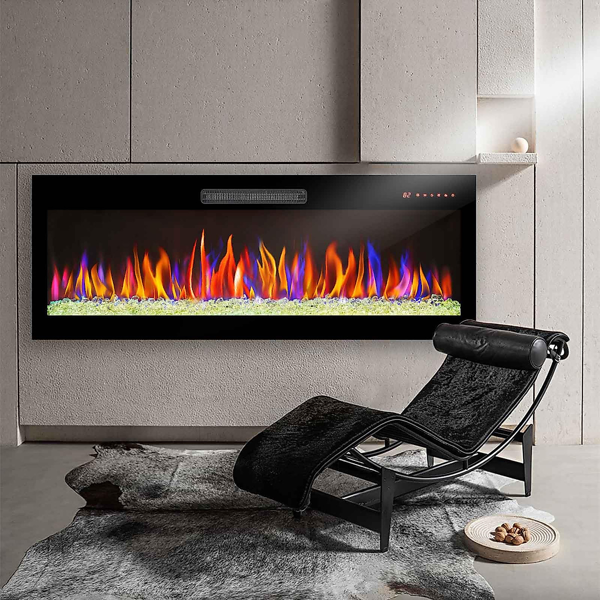 IVYHAVEN 50 Inch Long Fireplace Wall Mounted, 16 Flame Colors, Thin Electric Fireplace Inserts, Electric Fireplace with Remote Control 11 Temperature 64F -82F, Touch Screen, Low Noise