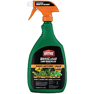 Ortho WeedClear Lawn Weed Killer Ready to Use - Weed Killer for Lawns, Crabgrass Killer, Chickweed, Dandelion, Clover & More, Fast Acting Weed Killer Spray, Kills to The Root, 24oz