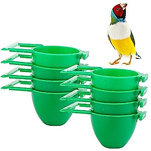 8 Pcs Mini Bird Parrot Food Bowl Feeder Plastic Pigeons Birds Cage Dish Convenient Hanging Container