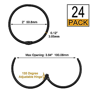 Shower Curtain Hooks Rings,24 Pcs Rustproof Metal Shower Hooks for Shower Curtain,Glide Smoothly Round Shower Rings for Curtain,Shower Curtain Rings for Bathroom Shower Rod,Snap Joint Design (Black)