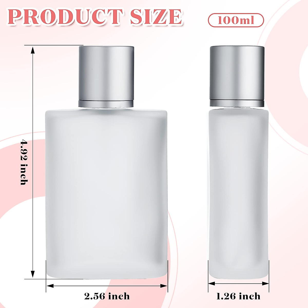 6 Pcs Frosted Glass Bottle 100ml Perfume Atomizer Dispenser Refillable Spray Empty Perfume Bottles Fine Mist Atomizer Cosmetic Container for Women Men Travel Essentials